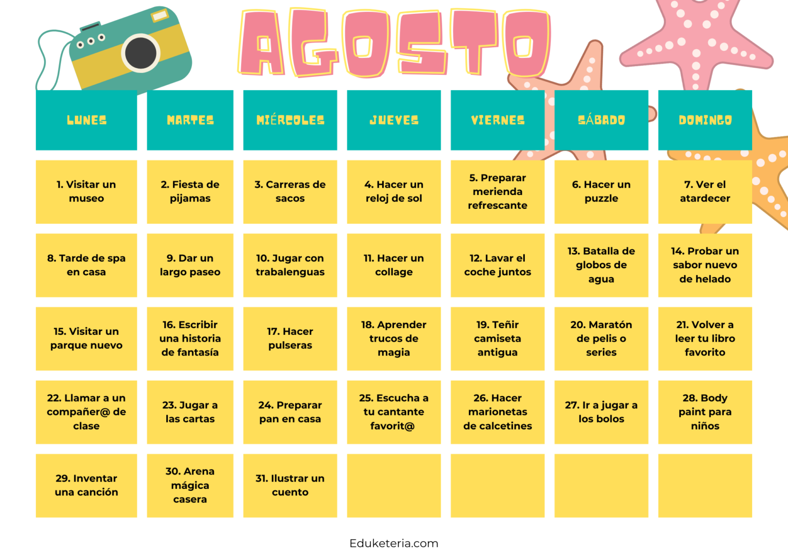 Actividades divertidas para verano 2 - Eduketería