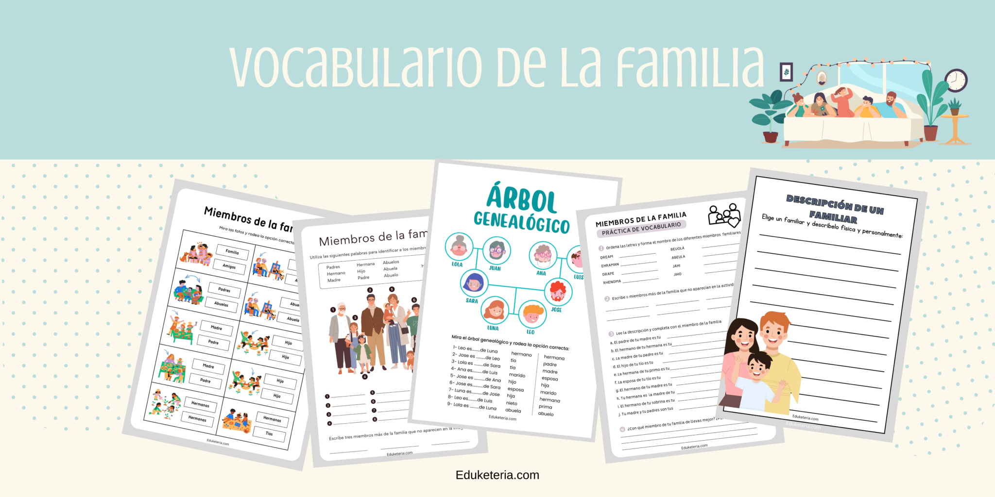 Vocabulario de la familia en español - Eduketería