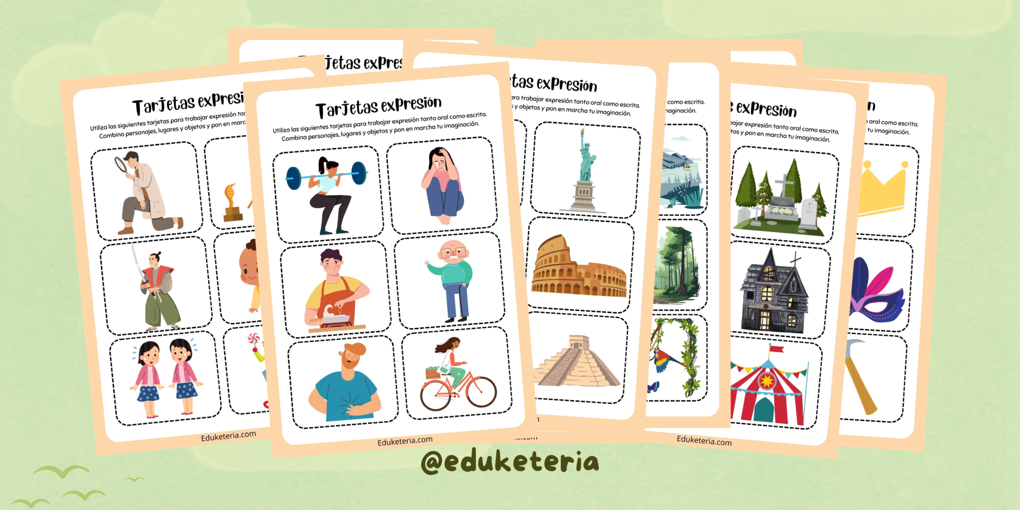 Tarjetas ilustradas para imprimir y propuesta de actividades - Eduketería