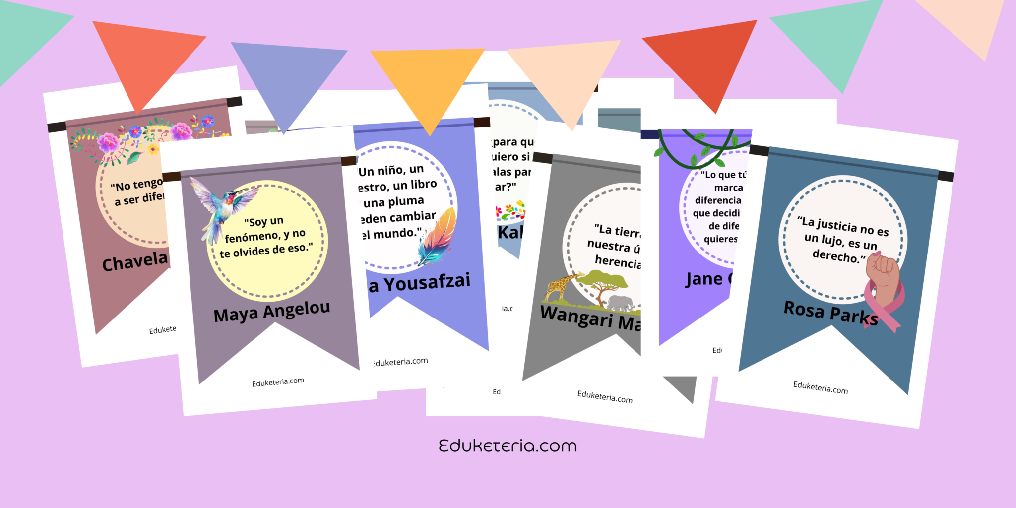 Banderines Día Internacional de la Mujer - Eduketería