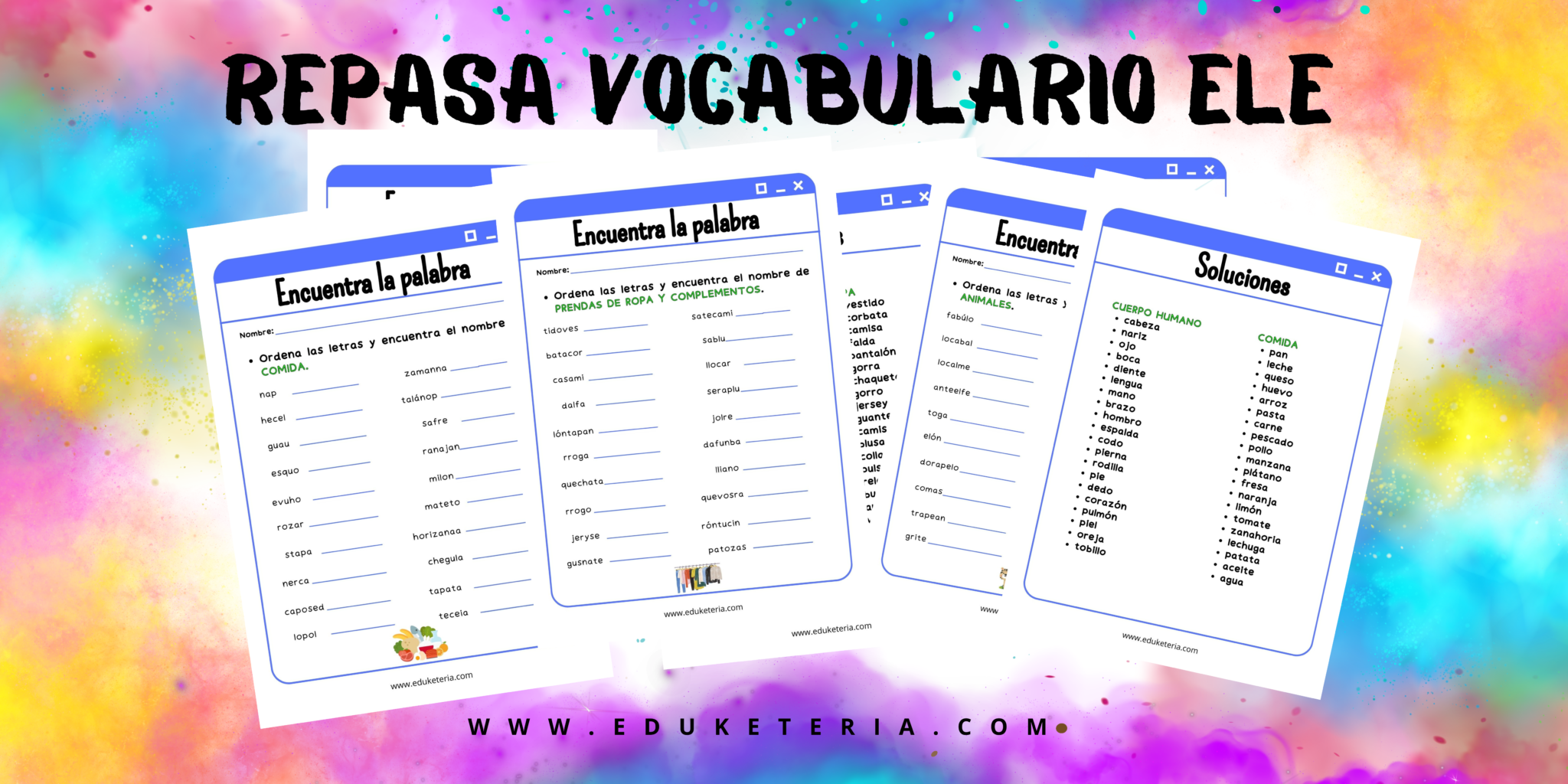Material descargable y juegos para repasar vocabulario de ELE - Eduketería